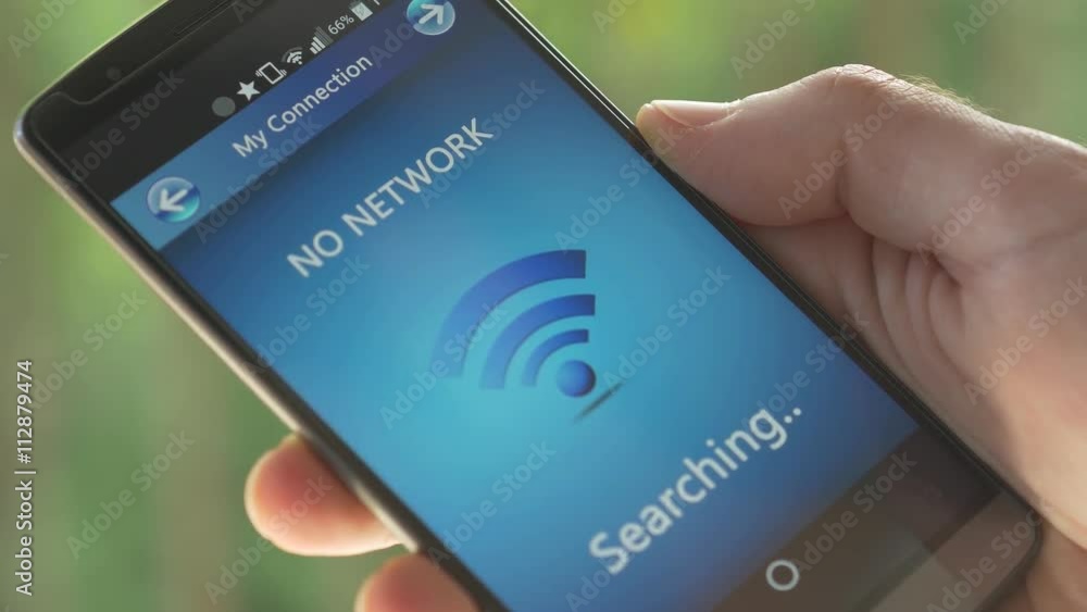 Smartphone screen showing no network problem. At the end of the clip ...