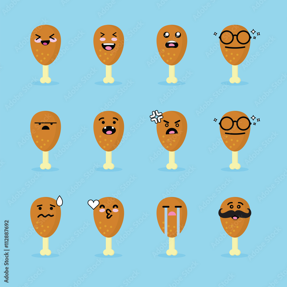 Smilies emoji emoticon face in fried chicken with a lot of variation ...