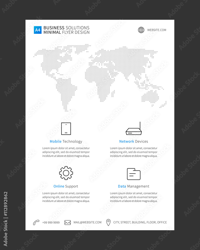 Fototapeta mapa świata dla dzieci Advertising flyer layout vector ...