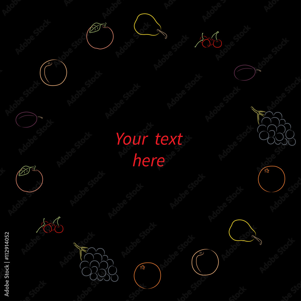 Frame made of fruits, vector illustration Stock Vector | Adobe Stock