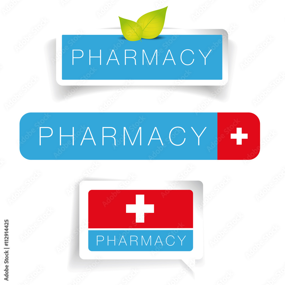 Pharmacy logo labels Stock Vector | Adobe Stock