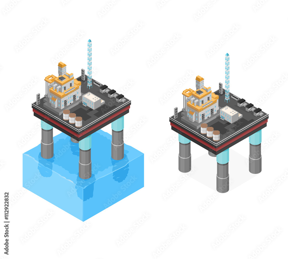 Isometric vector illustration of an oil rig. Isometric Oil platform ...