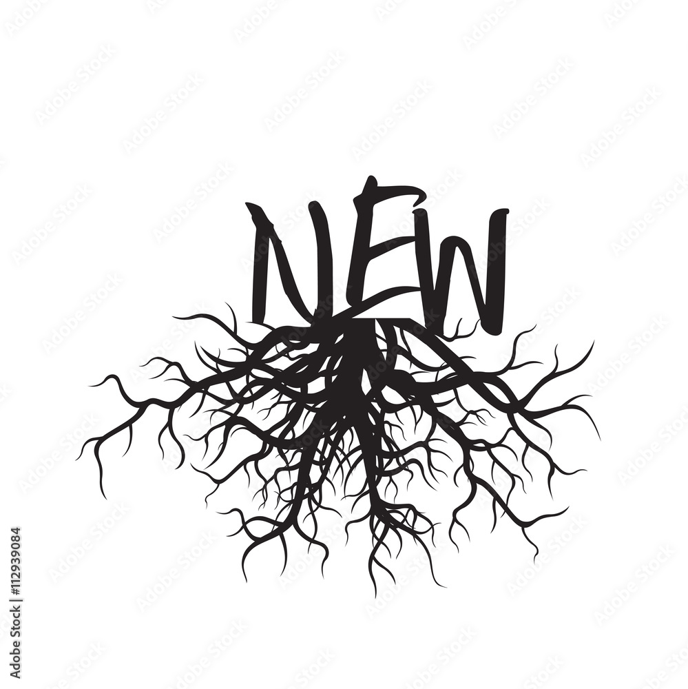 Shape of black Tree Roots. Vector Illustration. Stock Vector | Adobe Stock