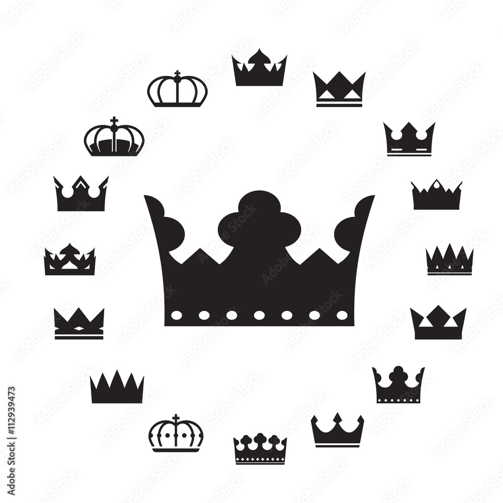 Set of Black crowns. Vector Icons Stock Vector | Adobe Stock