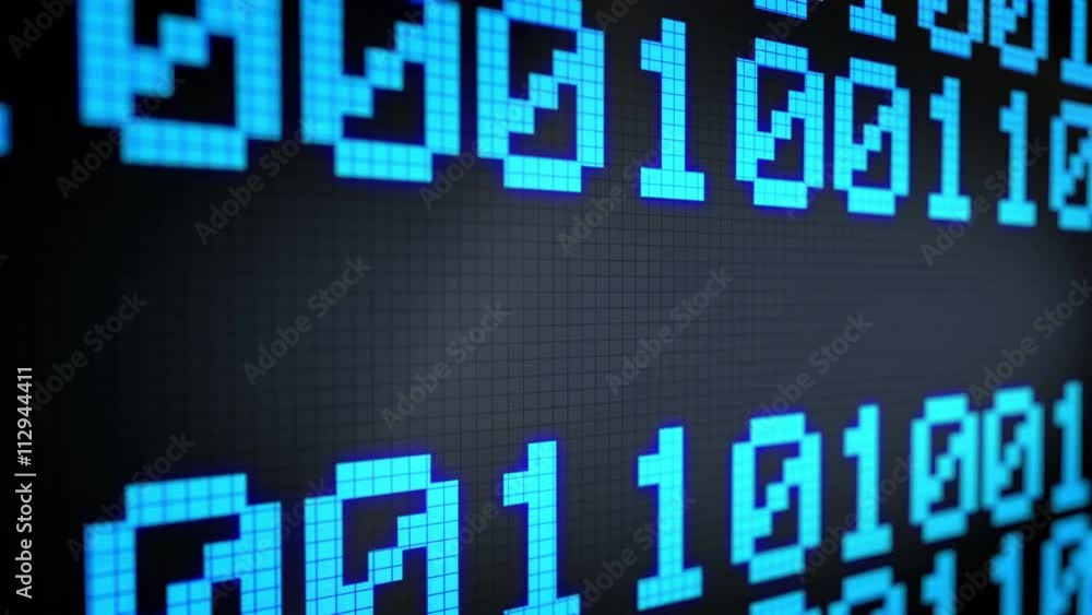 Looped animated background with running lines with binary code and ...