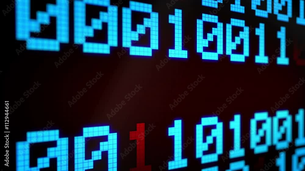 Looped animated background with running lines with binary code and ...