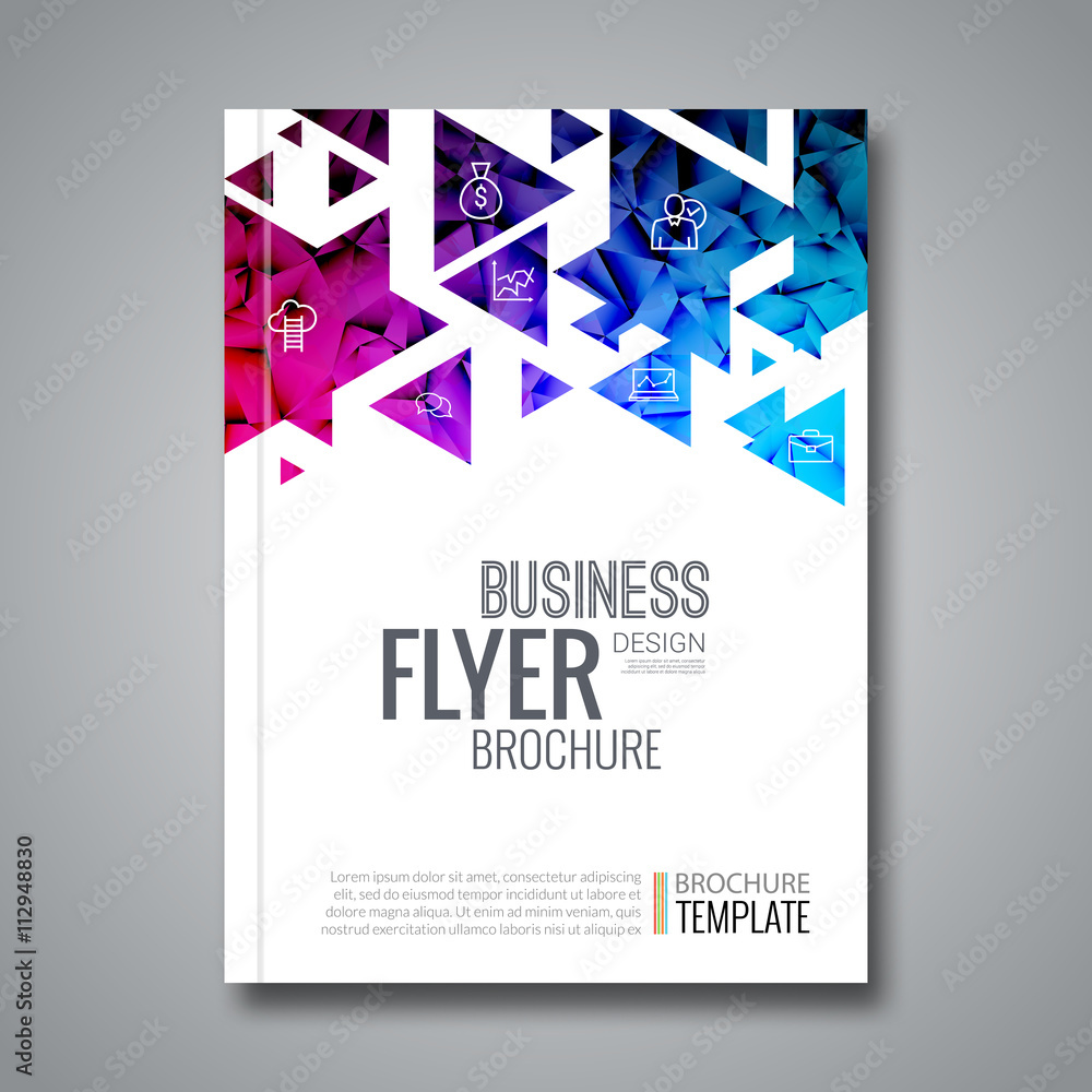 Cover report colorful triangle geometric prospectus design background ...