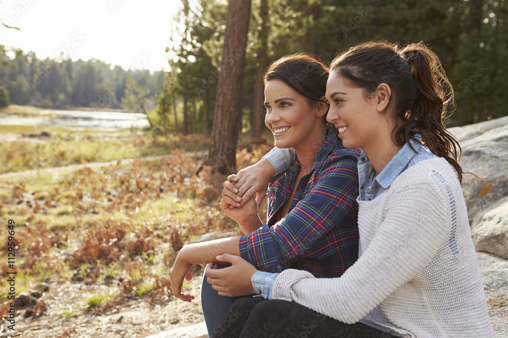 Happy lesbian couple relaxing in the countryside Stock Photo | Adobe Stock