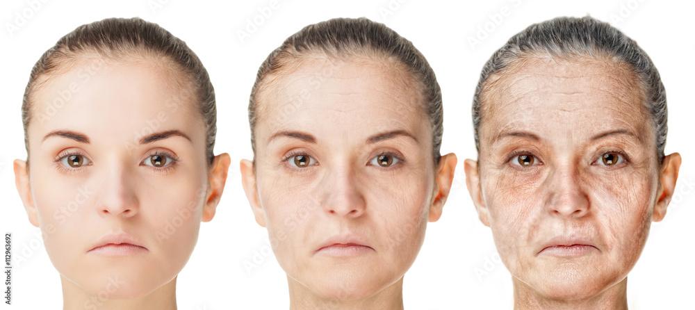 Aging process, rejuvenation anti-aging skin procedures old and young ...