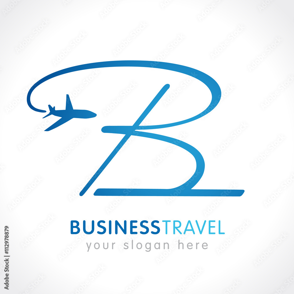 B business travel company logo. Airline business travel logo design ...