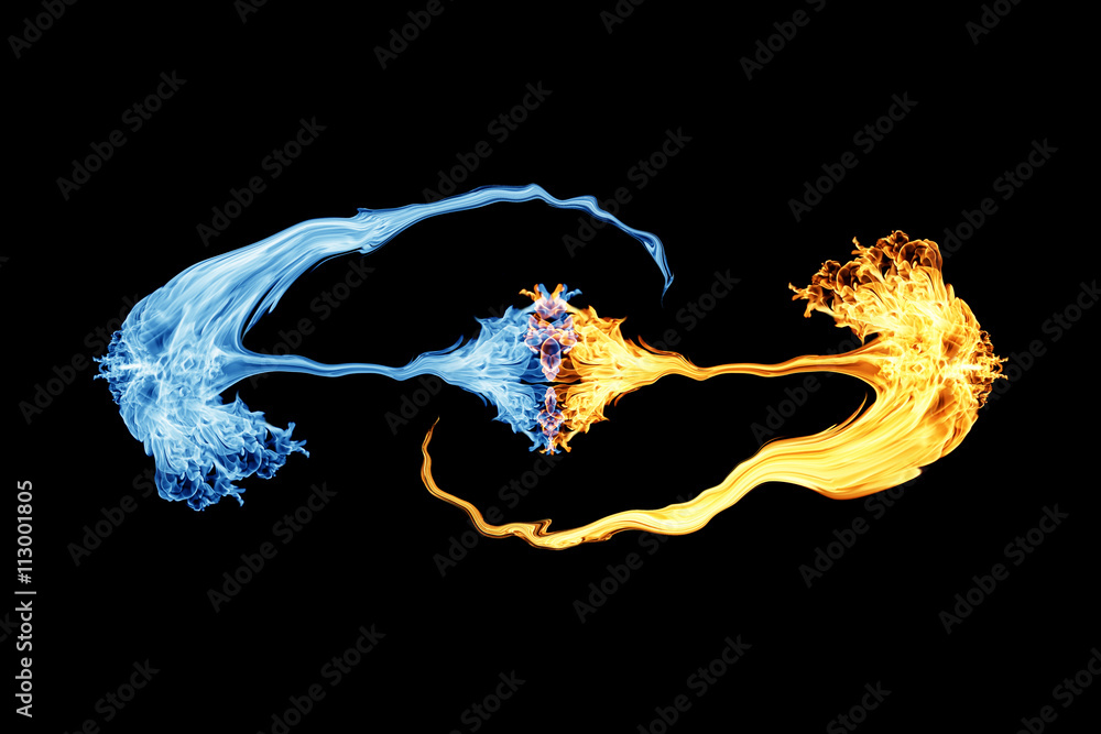 fire and ice , Fire flame and smoke on black background Stock Photo ...