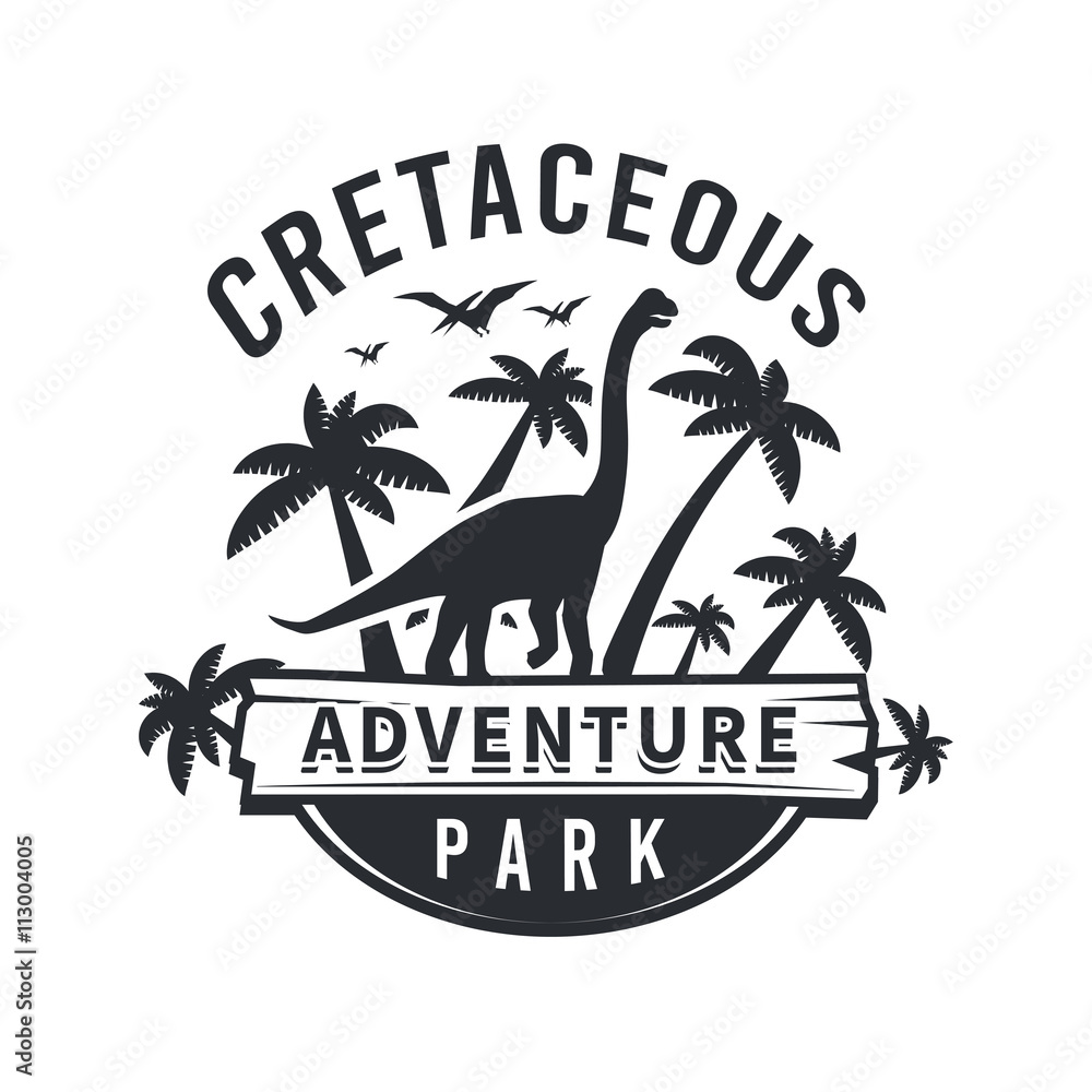 Vector dinosaur logo concept. brachiosaurus adventure park insignia ...