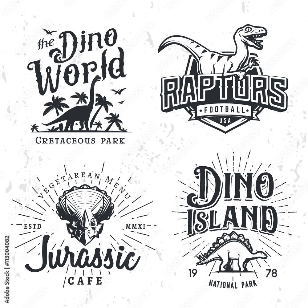 Dinosaur Vector Logo Set. Triceratops t-shirt illustration concept ...