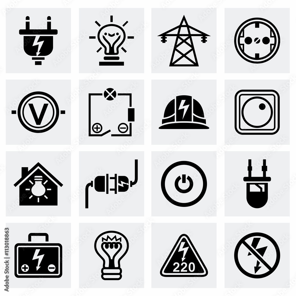 Vector Electricity icon set Stock Vector | Adobe Stock