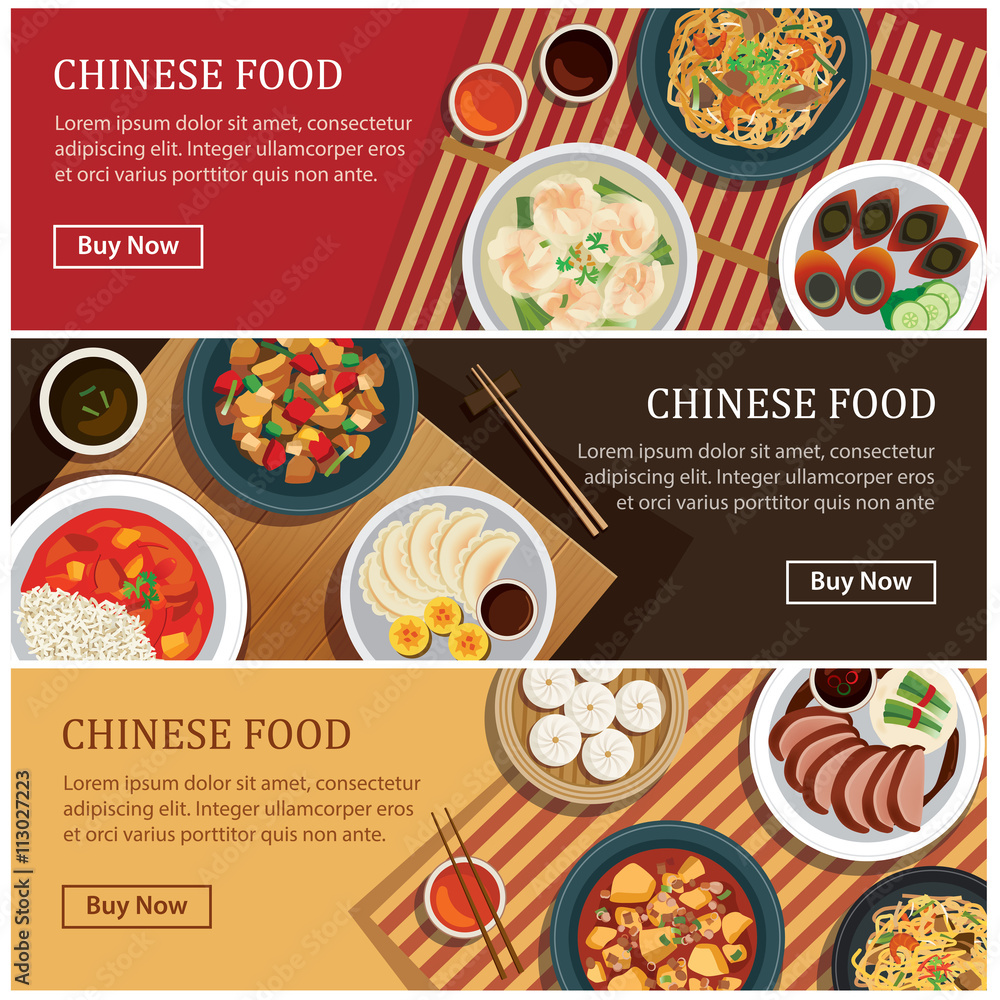 Chinese food web banner.Chinese street food coupon. Stock Vector ...