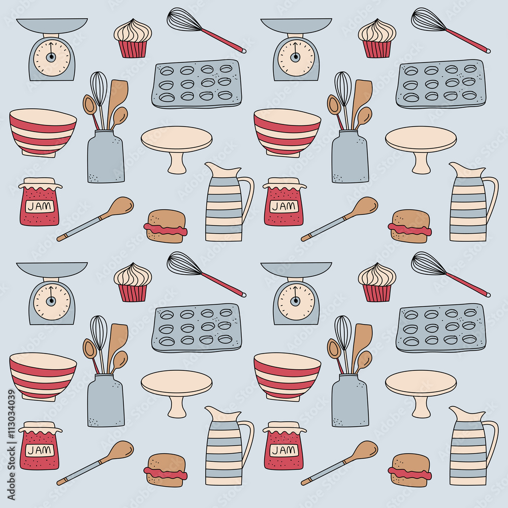Baking cooking icon doodle wallpaper background Stock Vector | Adobe Stock