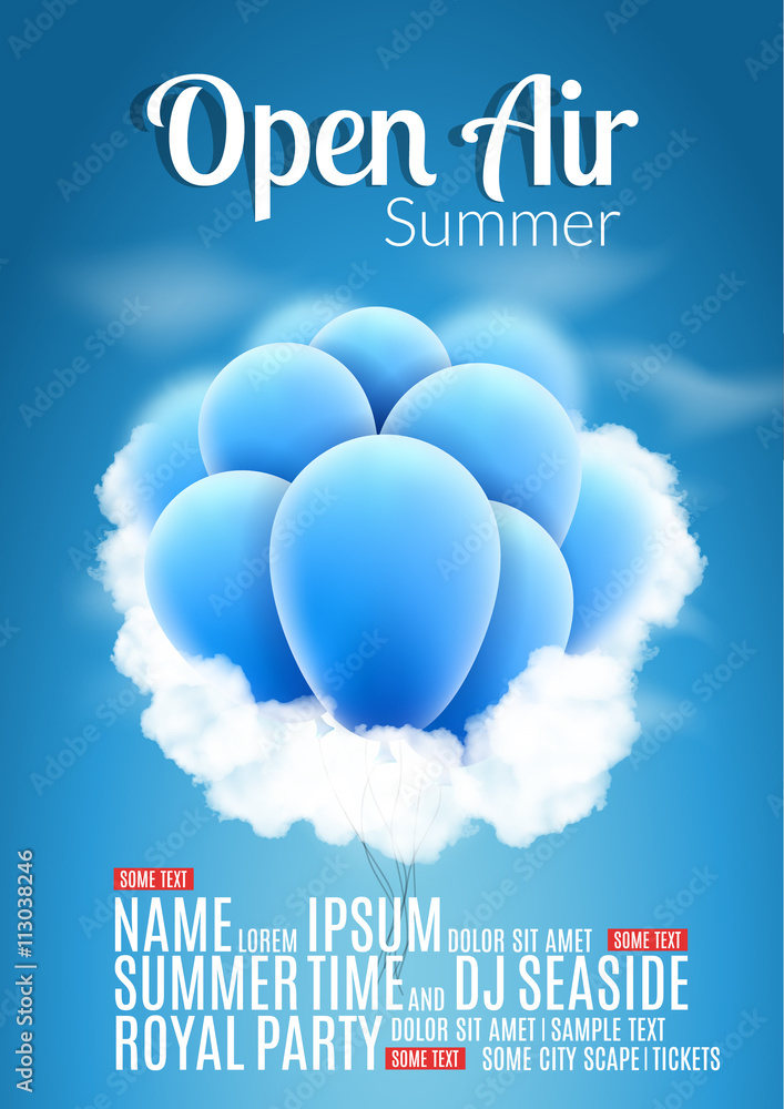 Open Air Festival Party Poster design. Flyer or poster template for ...