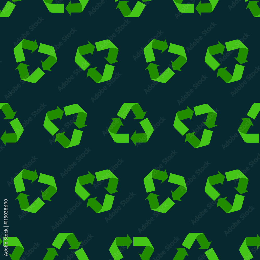 Seamless flat vector recycling sign pattern for packaging and print ...