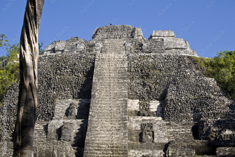 High Temple (Structure N10-43), the highest temple at the Mayan site of ...