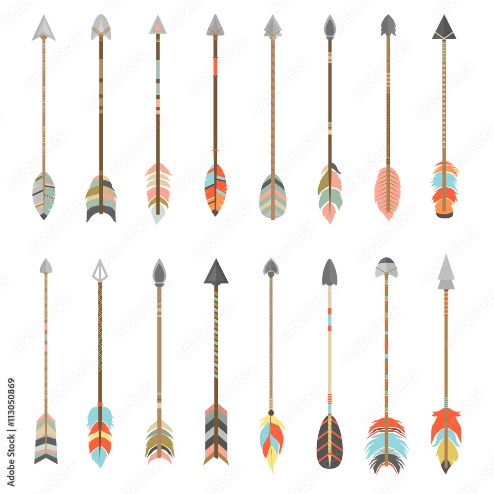 Tribal Ethnic set of indian arrows in native style Stock Vector | Adobe ...