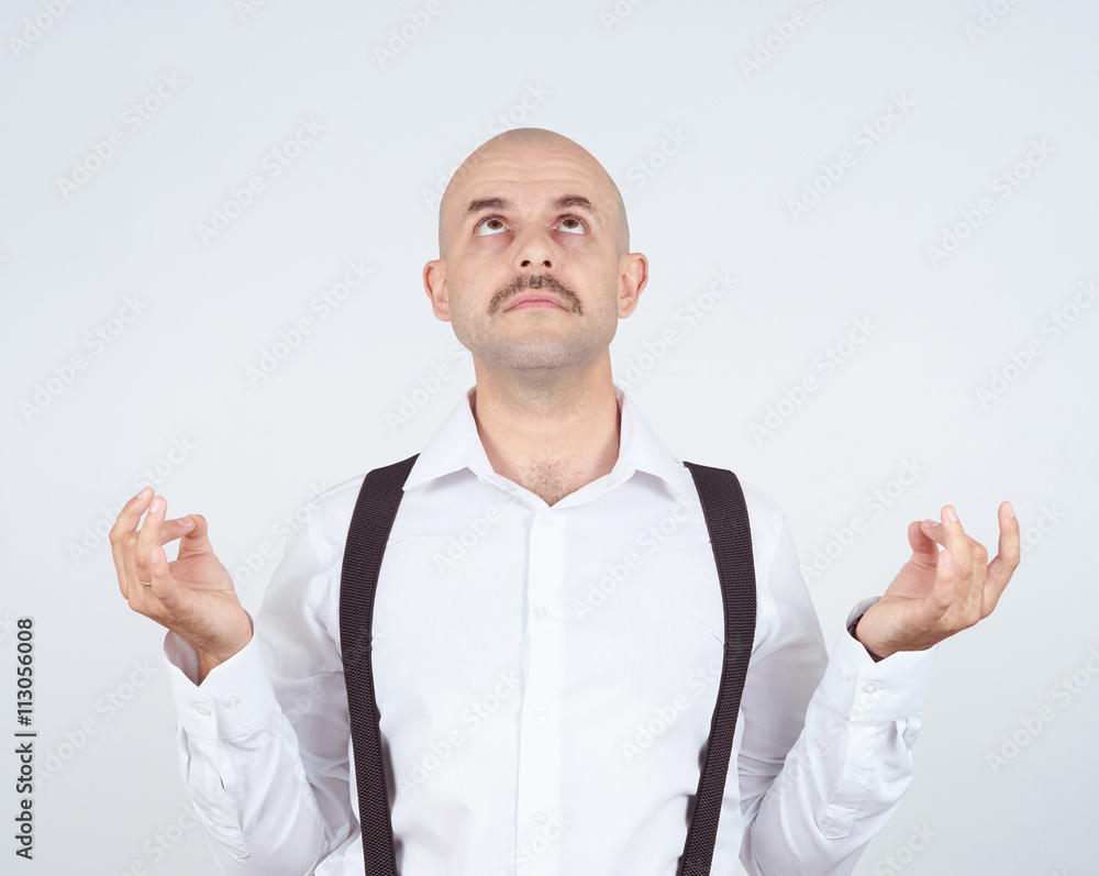 Bald male, in meditation pose, relaxing, in zen, Stock Photo | Adobe Stock