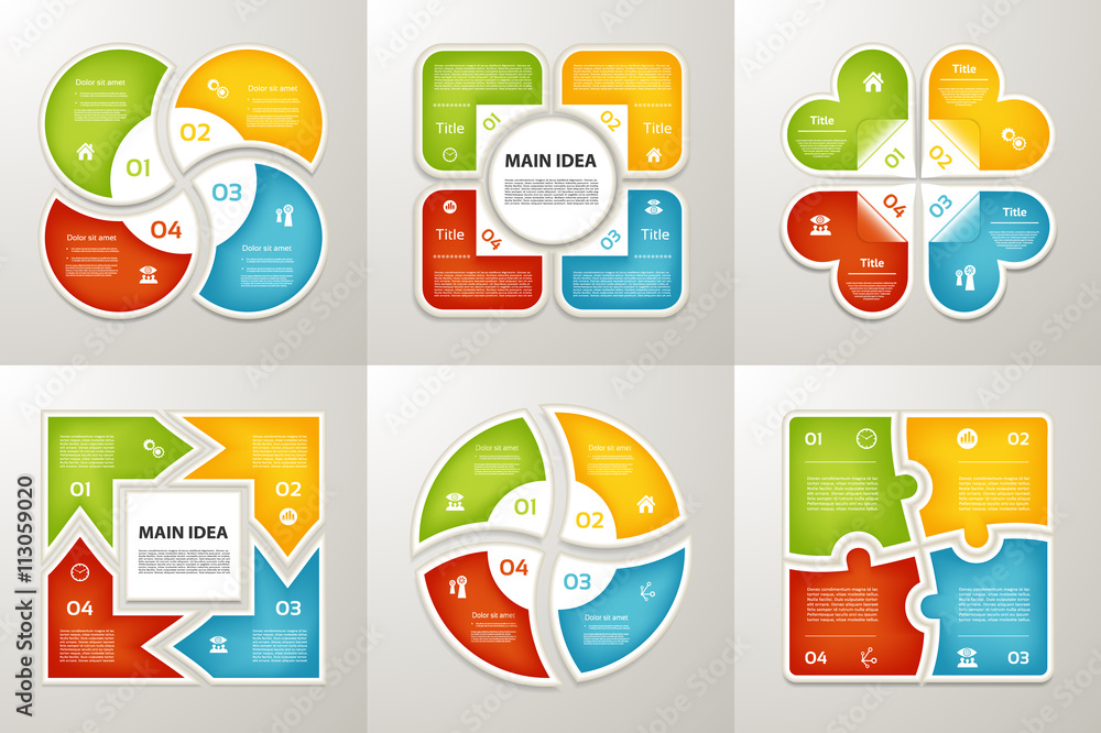 Collection of Infographic Templates for Business. Four steps cycling ...