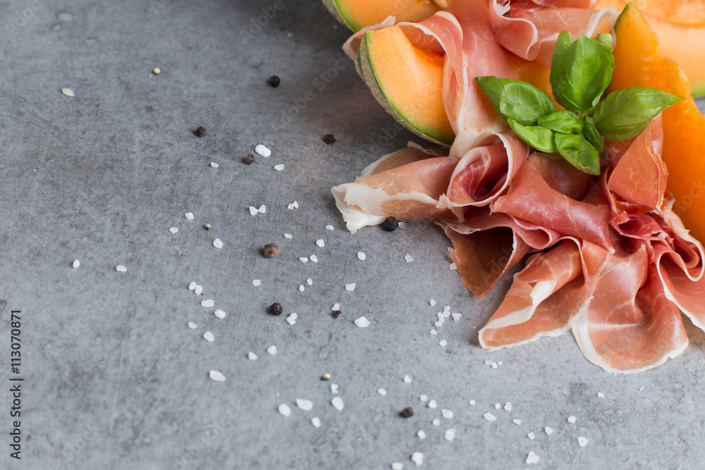 Jambon mix. Ham. Traditional Italian and Spanish salting, smoking, dry ...