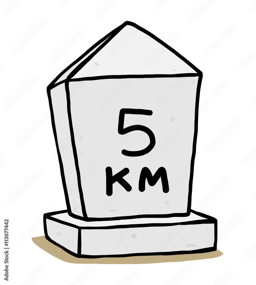 kilometer stone / cartoon vector and illustration, hand drawn style ...