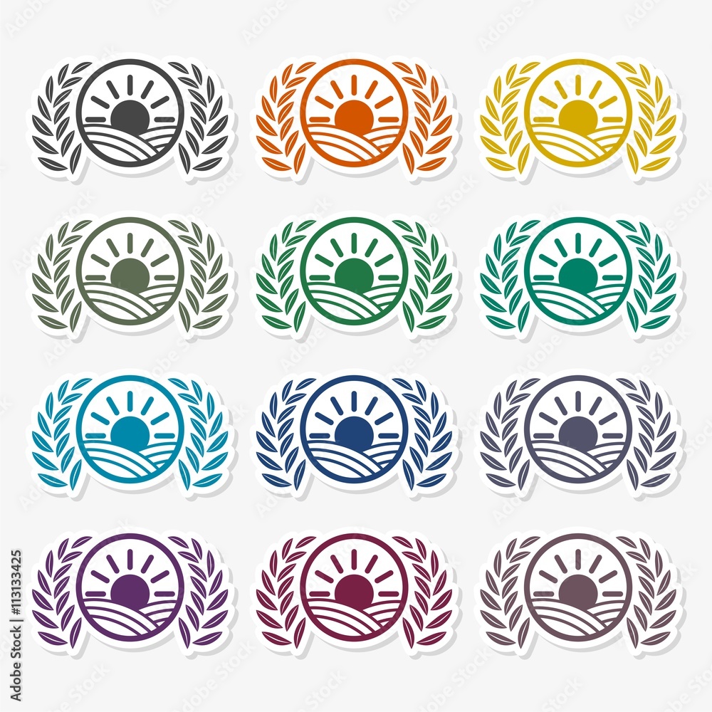 Fields logo design sticker set Stock Vector | Adobe Stock