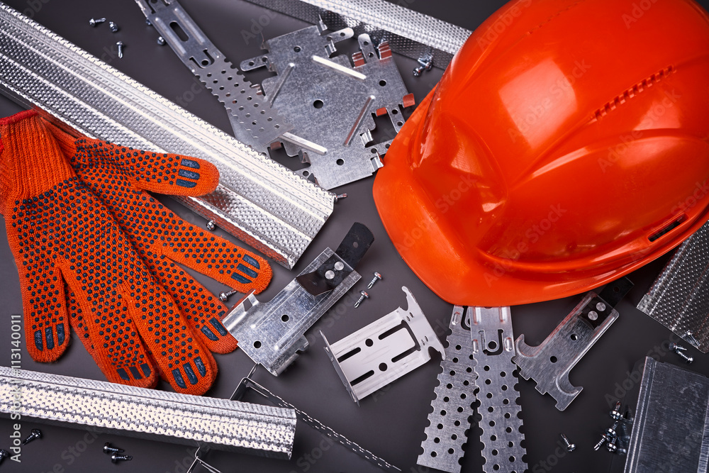 Helmet, gloves and fasteners Stock Photo | Adobe Stock