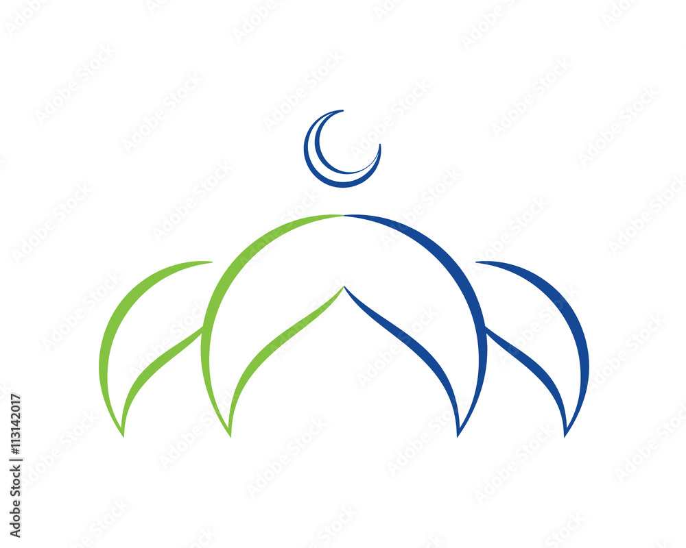 Modern Mosque Logo Symbol - Green Curve Silhouette Dome Stock Vector ...