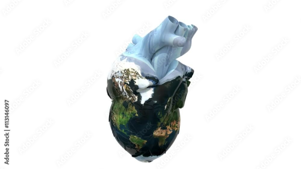 Vidéo Stock Rotation of human heart organ in the form of planet earth ...