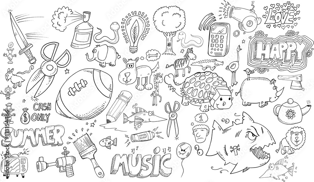 Doodle Vector Illustration Set Stock Vector | Adobe Stock