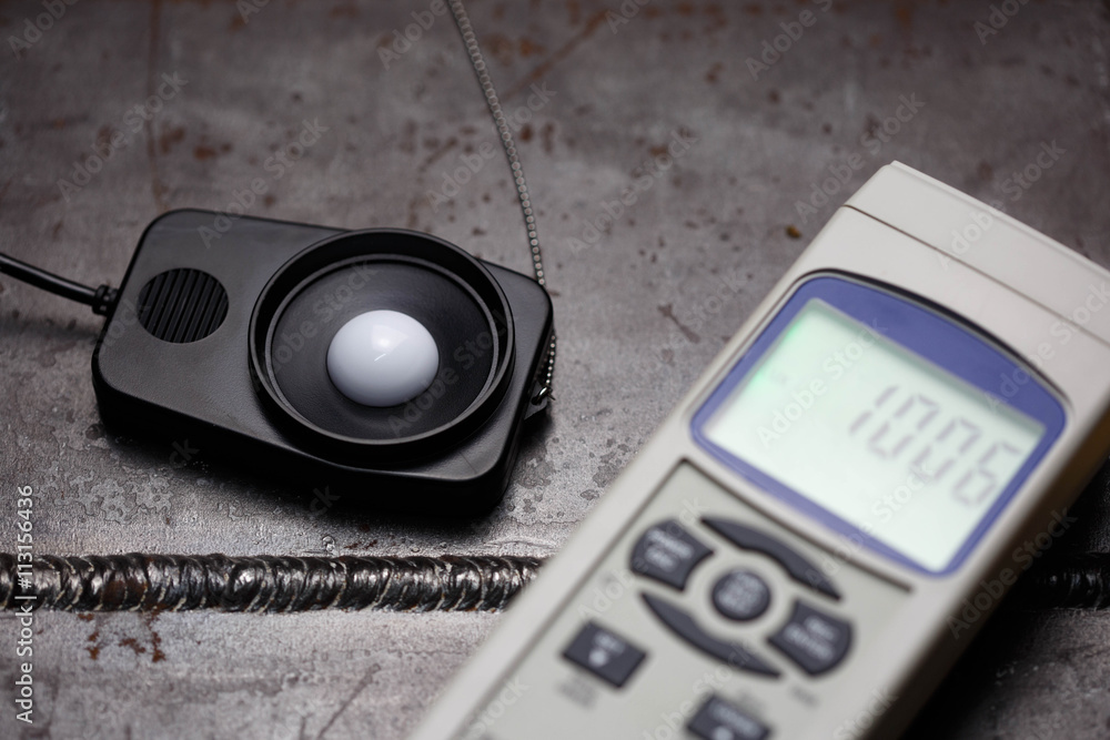 light meter sensor test on weld specimen Stock Photo | Adobe Stock