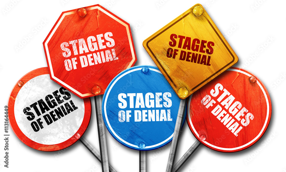 stages of denial, 3D rendering, street signs ilustración de Stock ...