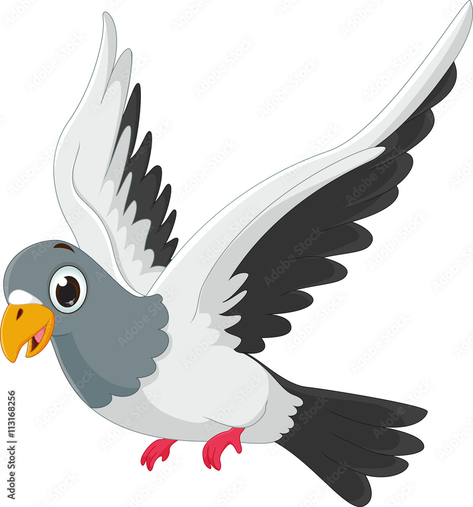 cute pigeon cartoon flying Stock Vector | Adobe Stock