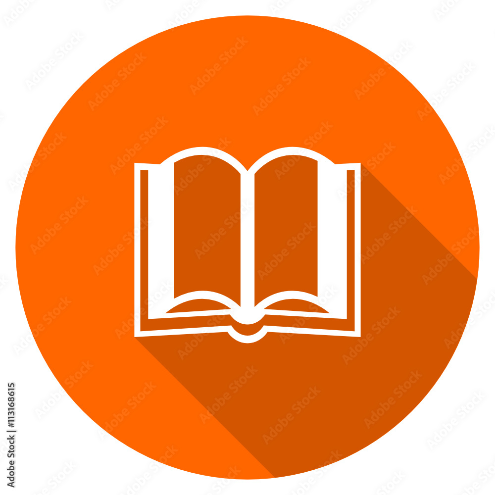 Flat design round orange book vector icon เวกเตอร์สต็อก | Adobe Stock