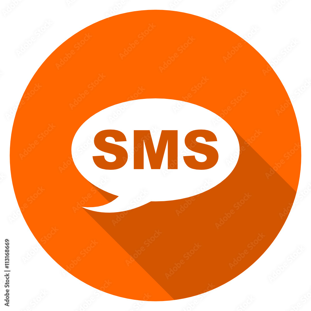 Vetor de Flat design round orange sms vector icon do Stock | Adobe Stock