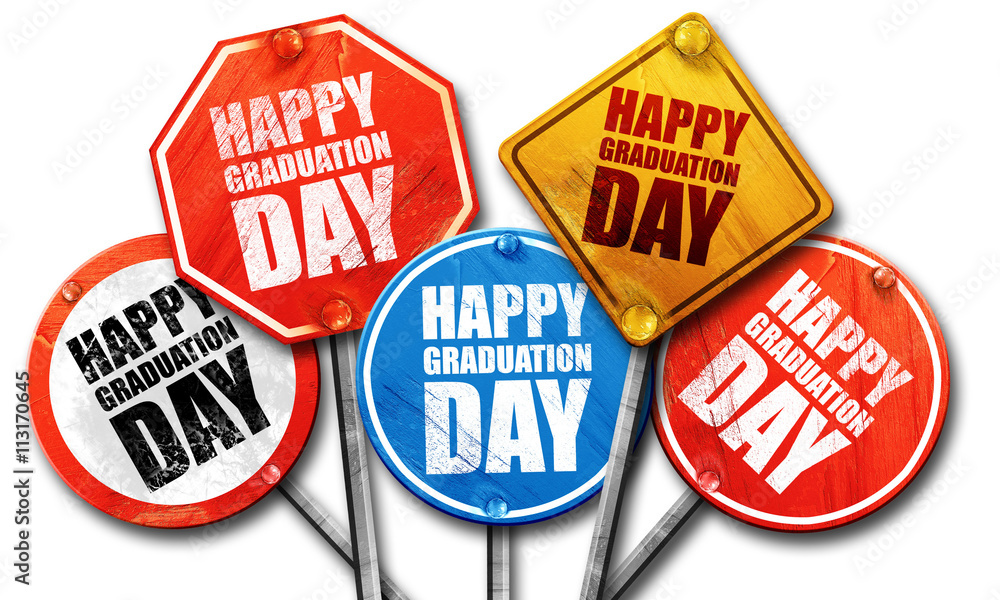 happy graduation day, 3D rendering, street signs Stock Illustration ...