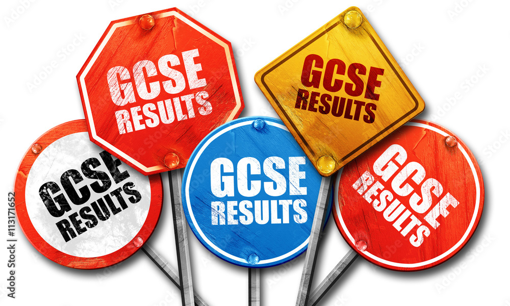 gcse results, 3D rendering, street signs Stock Illustration | Adobe Stock