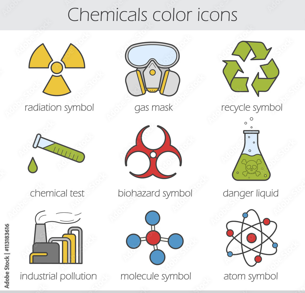 Chemical industry color icons set Stock Vector | Adobe Stock