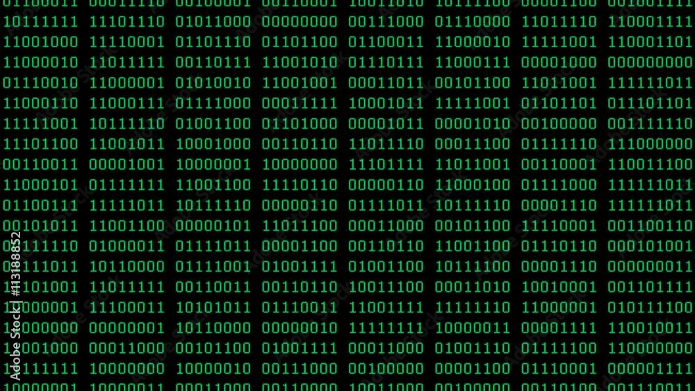 Green 8-Bit Scrolling Binaries Screensaver (30fps). Full screen saver ...