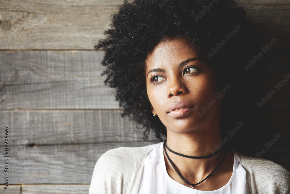 Highly-detailed portrait of beautiful dark-skinned young student girl ...