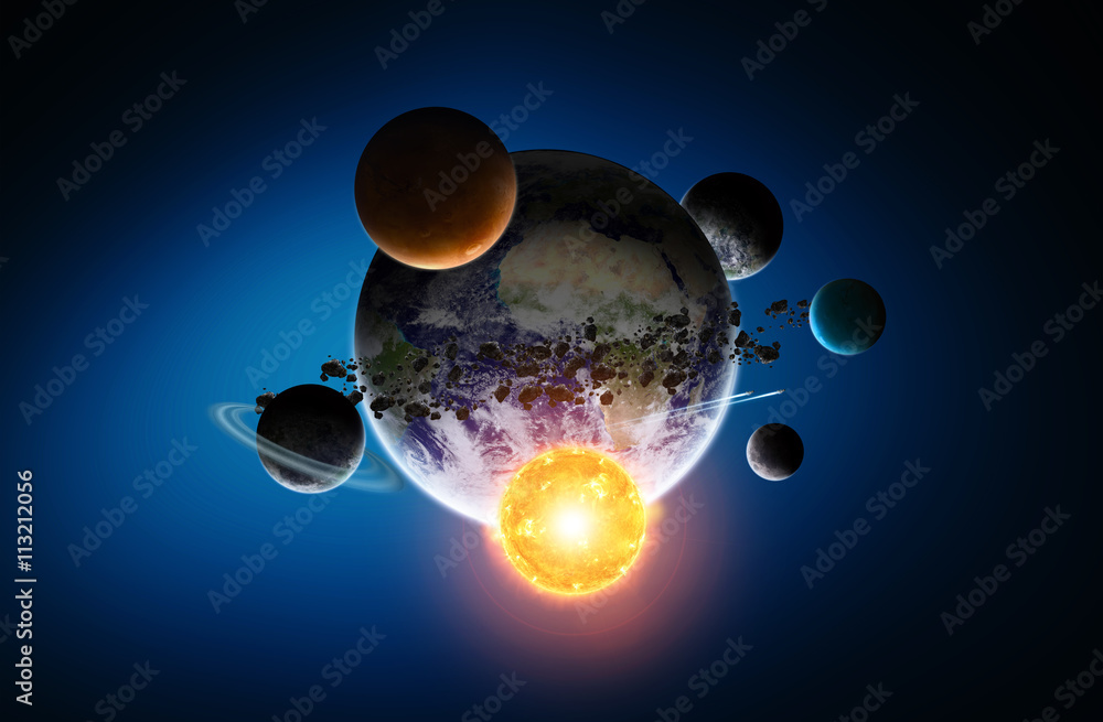 Solar system on office background Stock Illustration | Adobe Stock