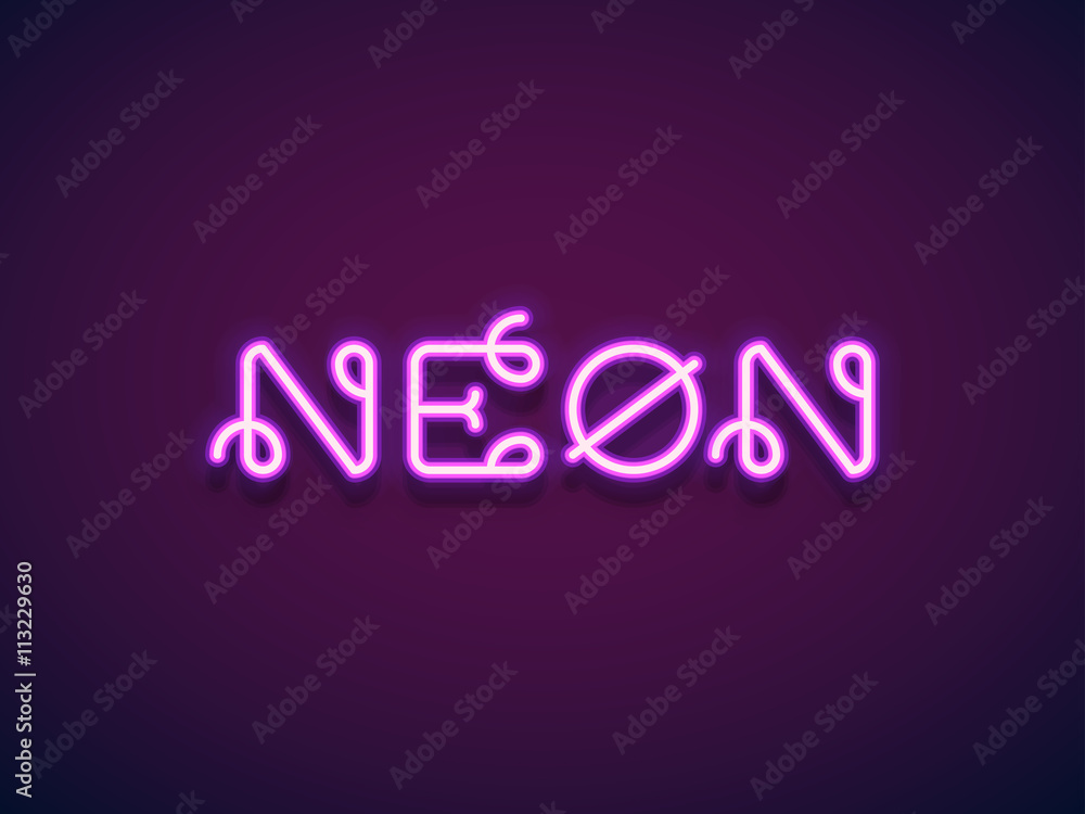 Vettoriale Stock Neon tube hand drawn font. Script type letters on a ...