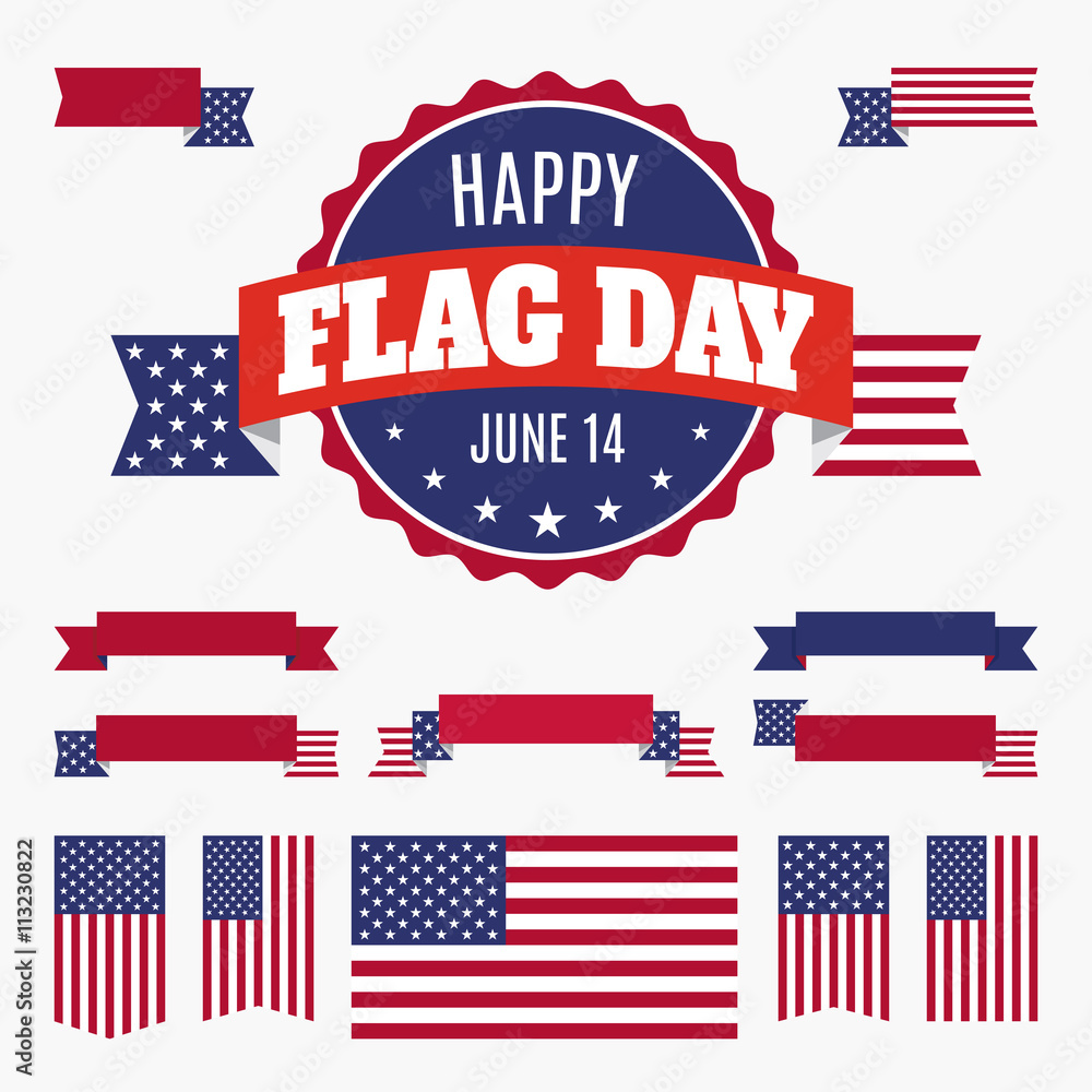 USA Flag day badge, banners and ribbons Stock Vector | Adobe Stock