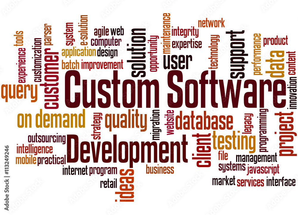 Custom Software Development, word cloud concept 5 Stock Illustration ...