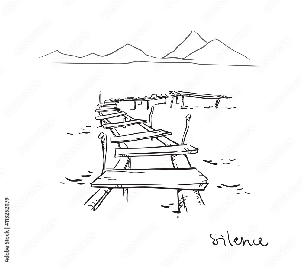 Silence. Line drawing.Vector illustration Stock Vector | Adobe Stock