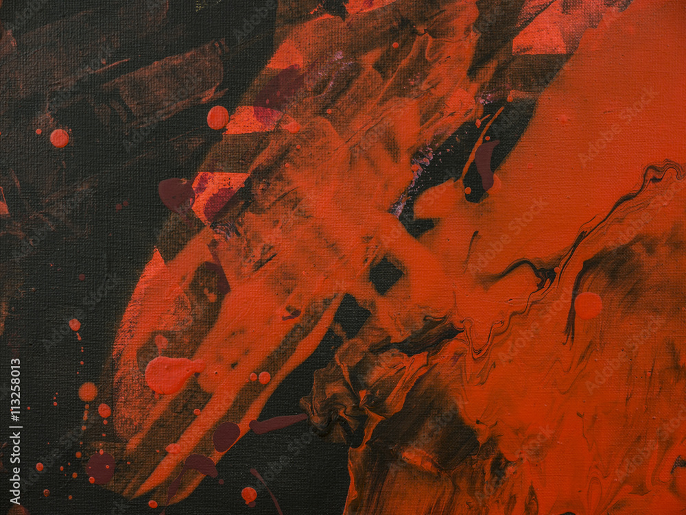 Red and black abstract art background, texture painting. Stock ...