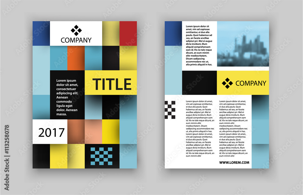 Brochure template design. Concept of square design with photo frame ...